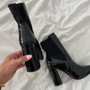 Krush | Shoes | Black Krush Croc Print Booties | Poshmark